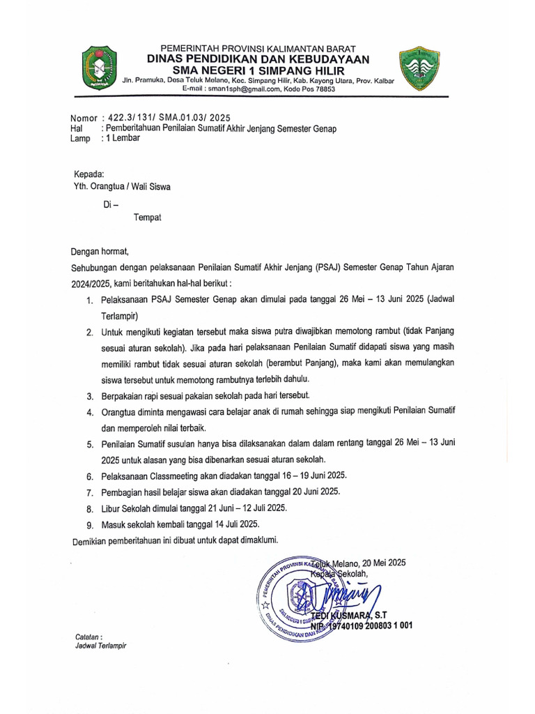 Surat Edaran PSAJ | PDF