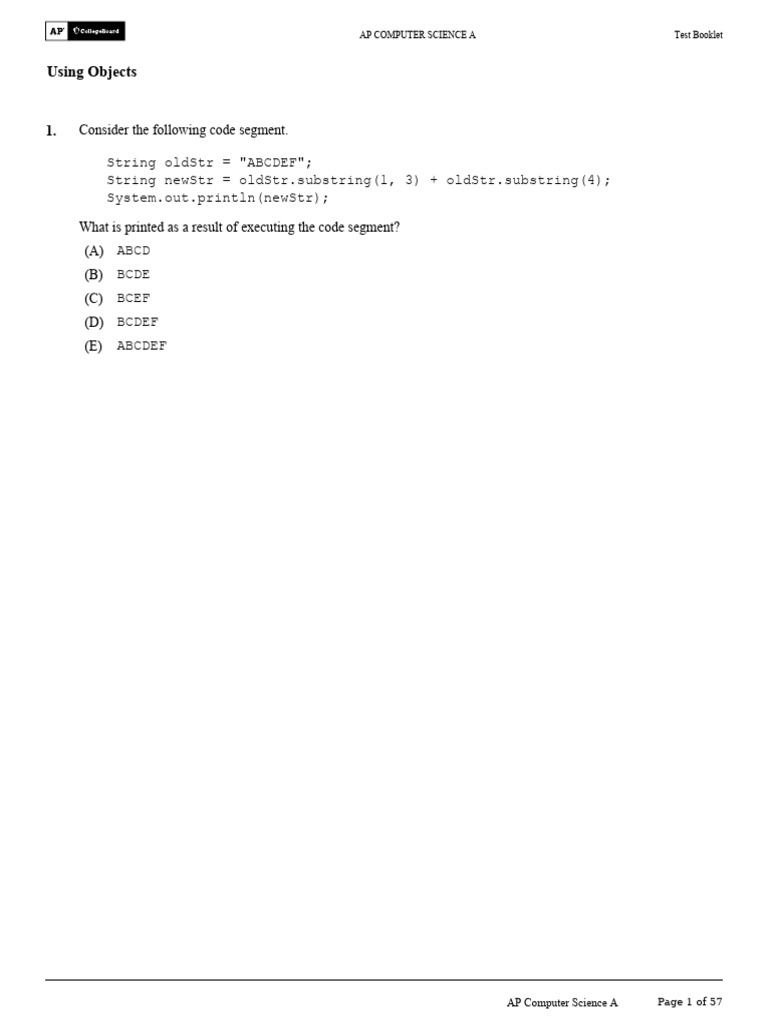 T 2.Using Objects（选择题） | PDF | Integer (Computer Science) | Method (Computer Programming)