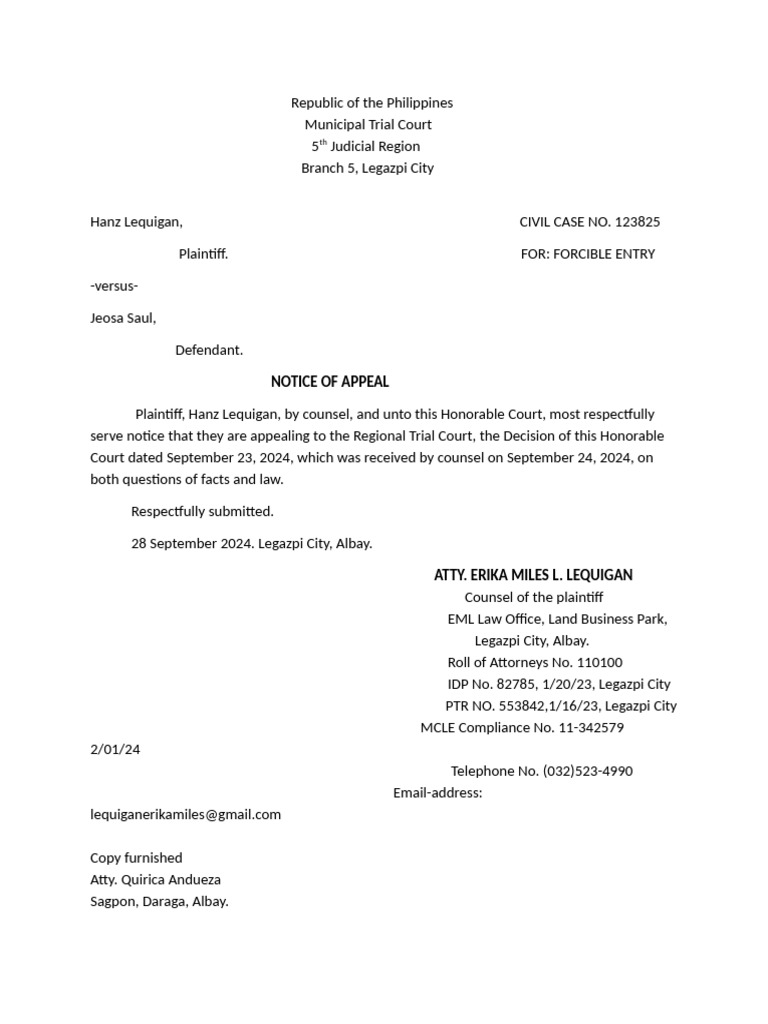 Notice of Appeal Civ Pro 2 | PDF