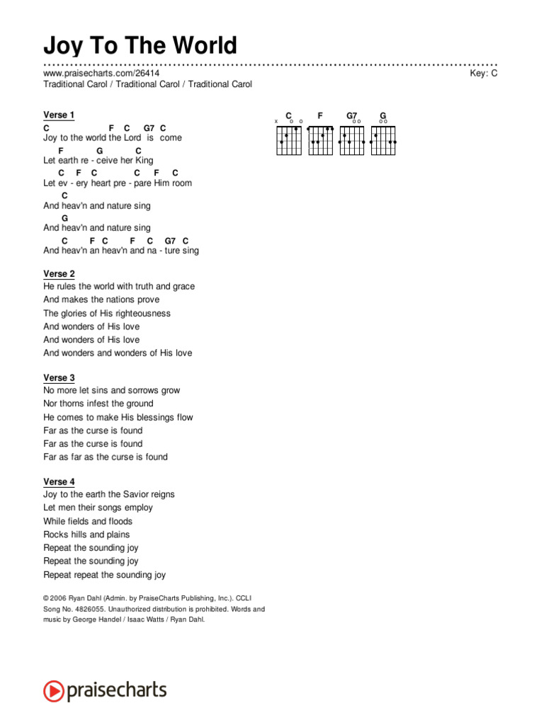 Joy to the World: Chords & Lyrics | PDF