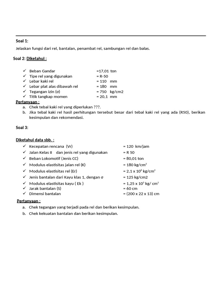 Analisis Kekuatan Rel dan Bantalan R50 | PDF