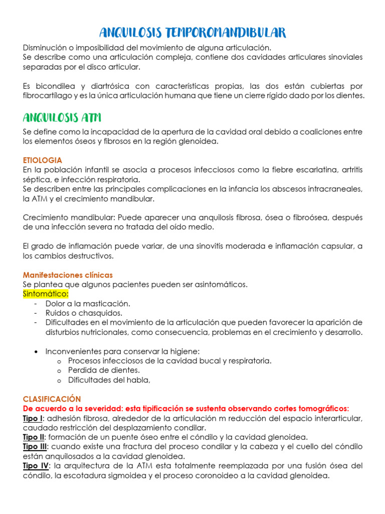 VI. ANQUILOSIS TEMPOROMANDIBULAR - Cirugía | PDF | Articulación | Hueso