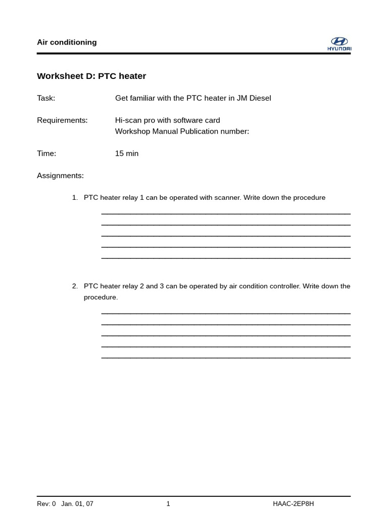 AirCon Worksheet D - 2009 | PDF