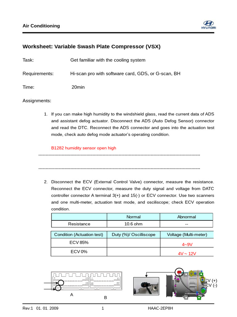 Hyundai A/C System Diagnostics Guide | PDF | Air Conditioning ...