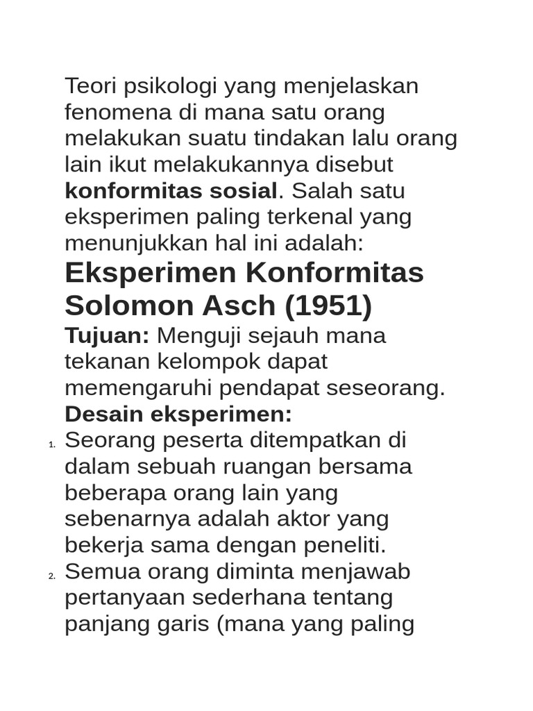 Eksperimen Konformitas Asch 1951 | PDF