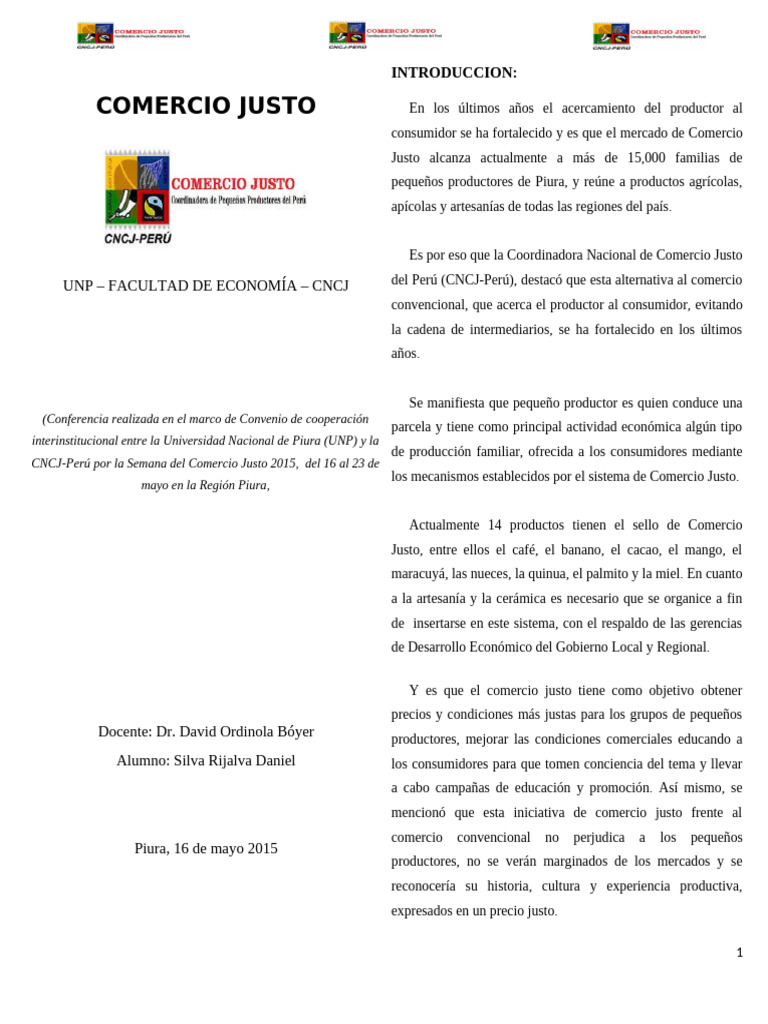 Comercio Justo | PDF | Economias
