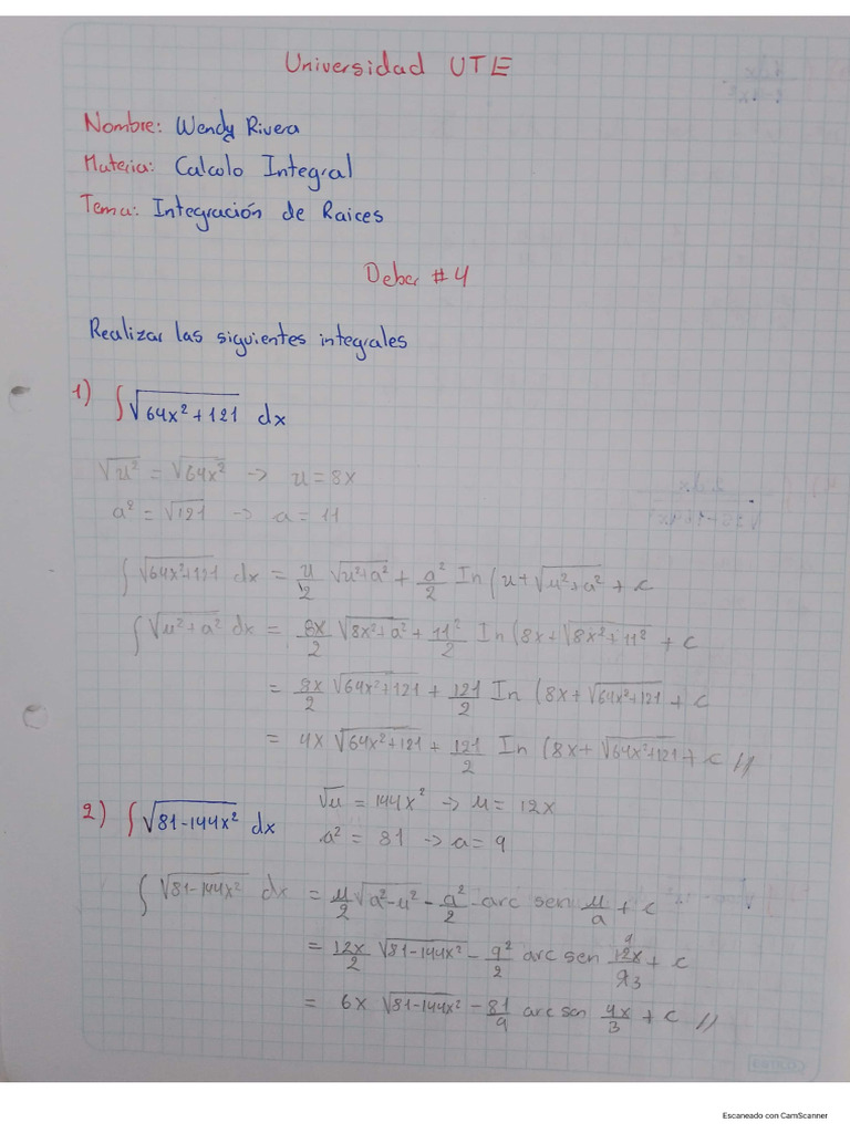Deber 4 Integral | PDF