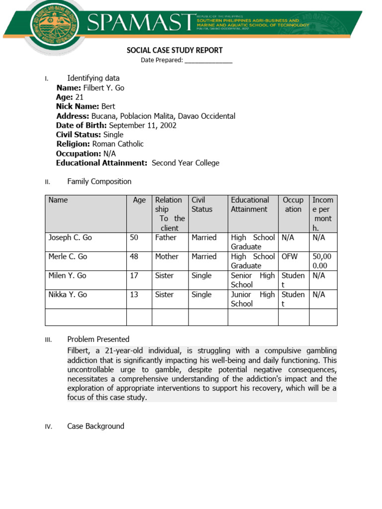 3rd Presenter SVRC SOCIAL - CASE - STUDY RON MANDA - 1 | PDF | Emotions ...