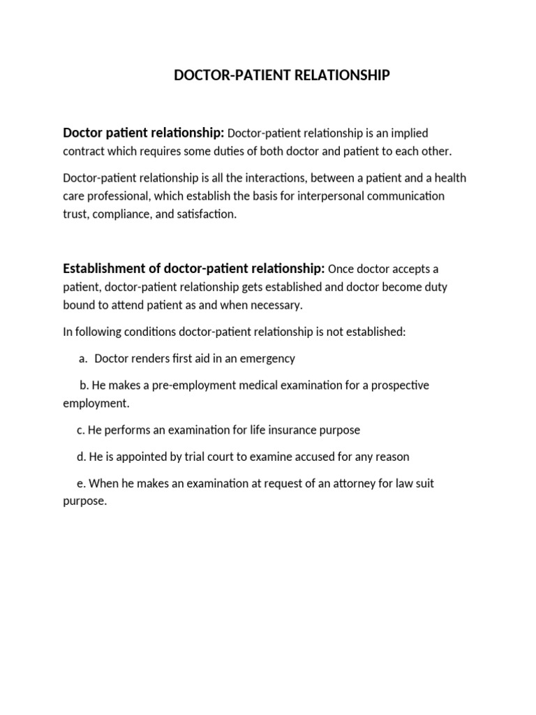 Doctor Patient Relationship | PDF | Physician | Patient