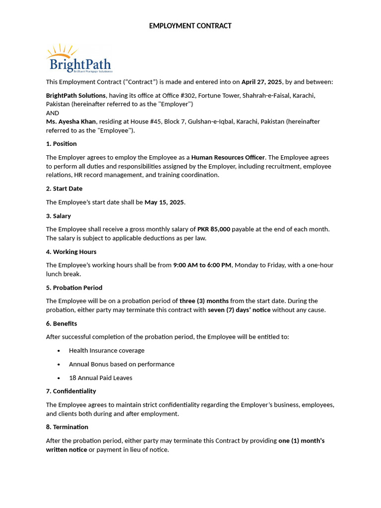 Employment Contract | PDF