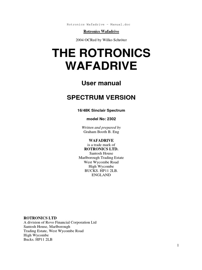 Rotronics Wafadrive User Manual | PDF | Computer File | Input/Output