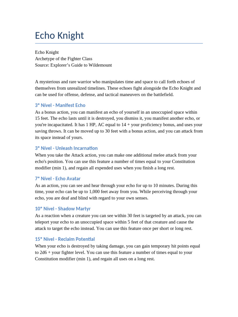 Echo Knight Archetype | PDF