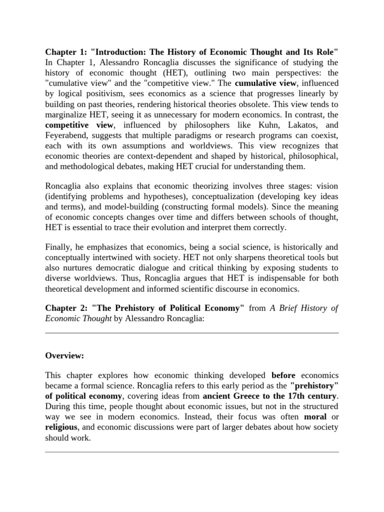 History of Economic Thought Overview | PDF | Property | Science