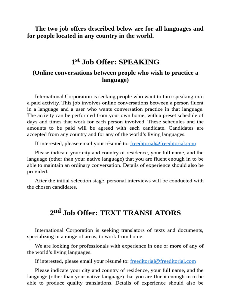 Anuncios Speaking y Traducción Ingles | PDF