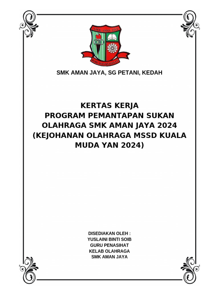 KERTAS KERJA PEMBANGUNAN SUKAN MERENTAS DESA 2024 | PDF
