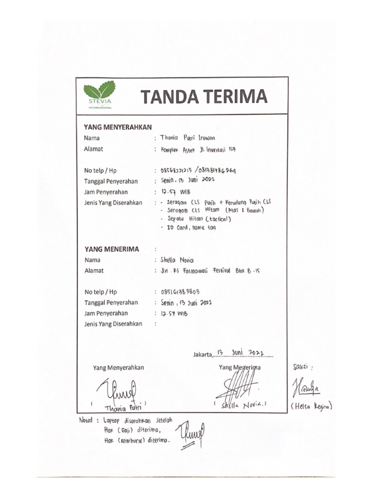 Tanda Terima | PDF