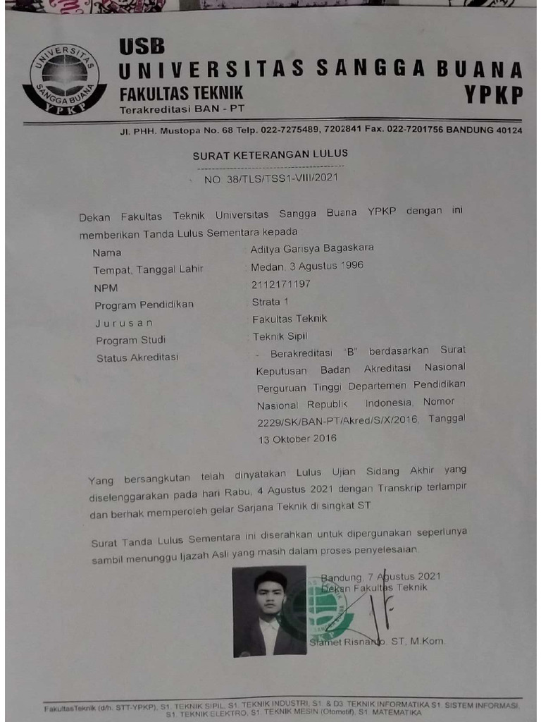 Surat Keterangan Lulus | PDF