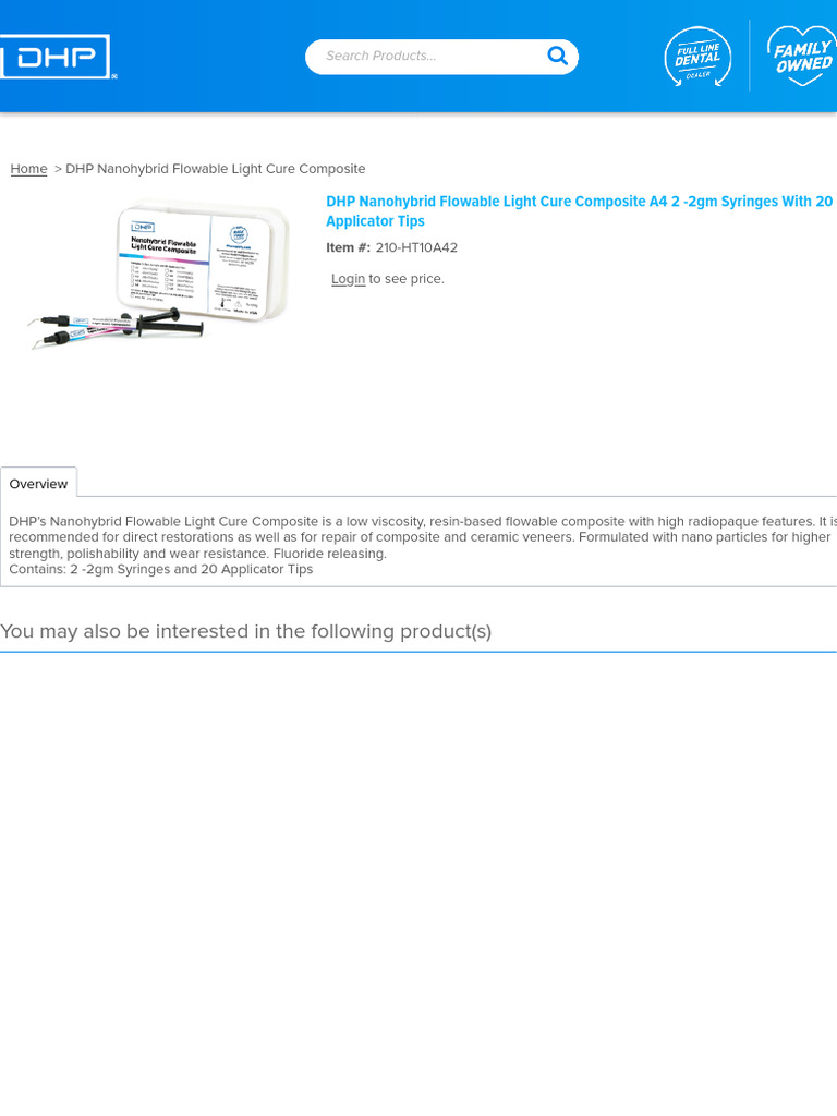 DHP Nanohybrid Flowable Light Cure Composite A4 2 - 2gm Syringes With ...