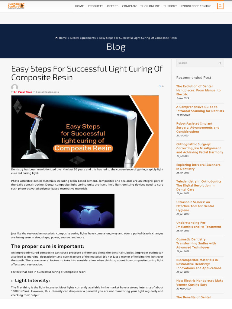 Easy Steps For Successful Light Curing of Composite Resin | PDF ...