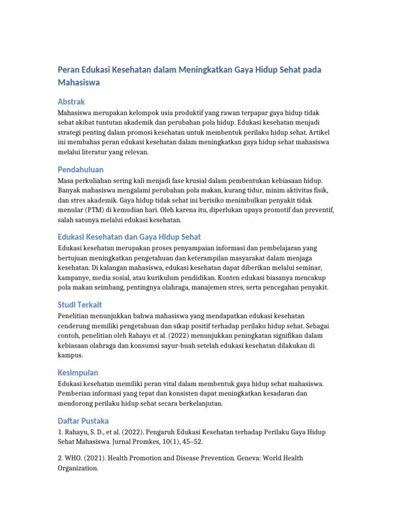 Artikel_Edukasi_Kesehatan_Mahasiswa | PDF