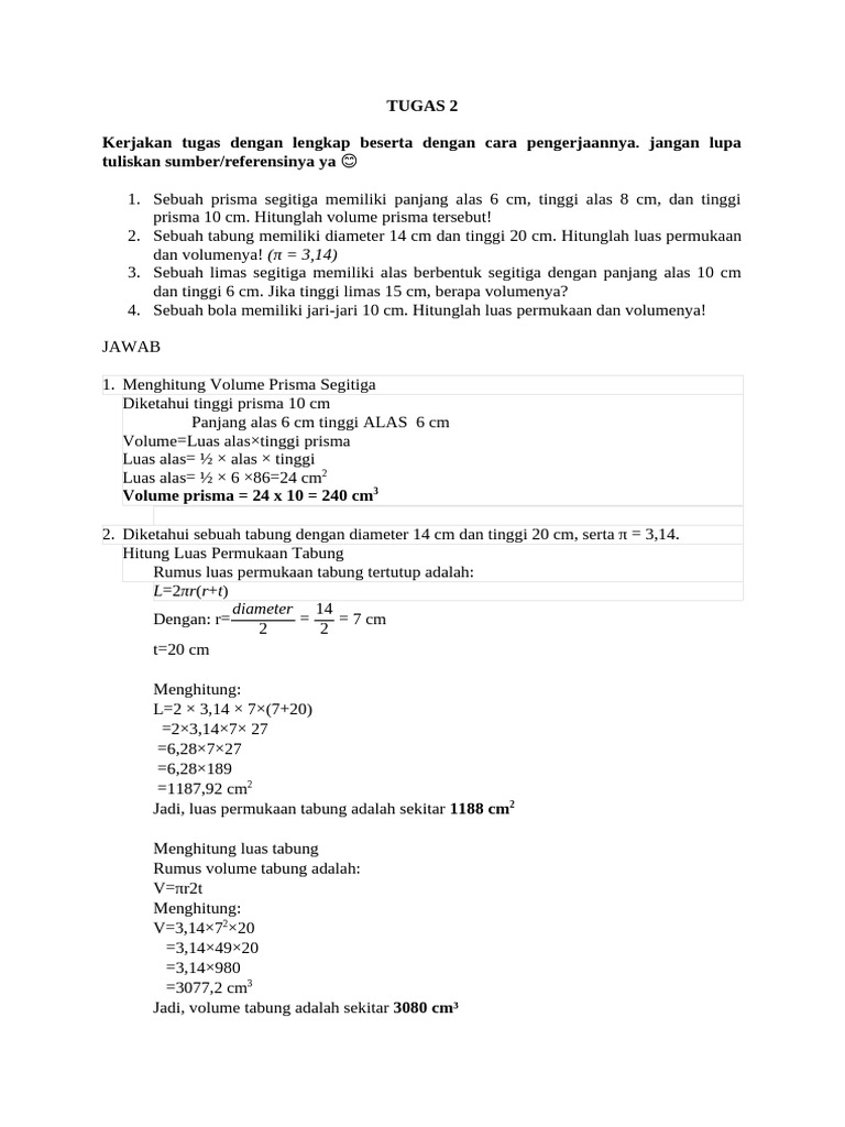 Volume Prisma Segitiga dan Tabung | PDF