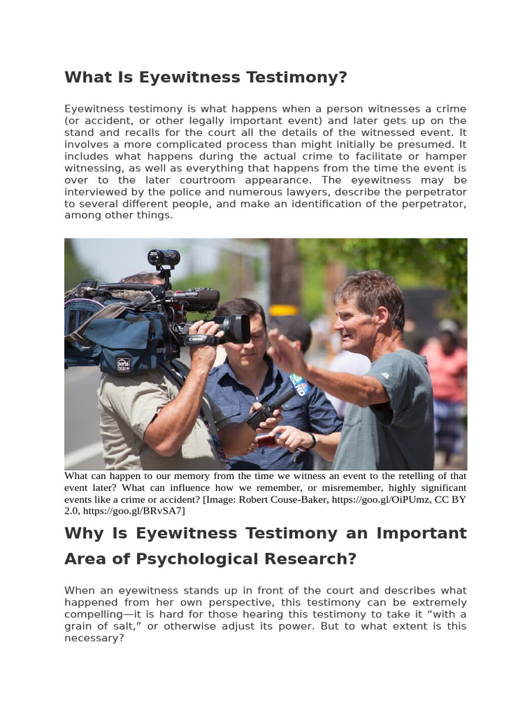 What Is Eyewitness Testimony | PDF | Witness | Justice