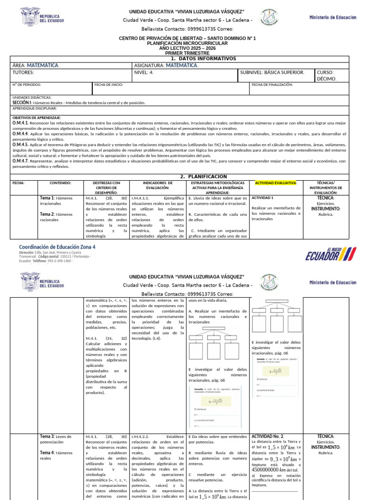 PM 10mo CCNN 2T 2025-2026 | PDF | Número Real | Exponenciación
