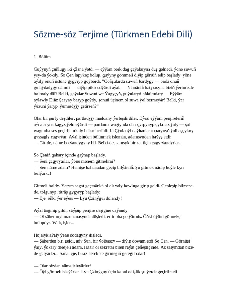 Doly Sozme Soz Terjime Turkmen | PDF