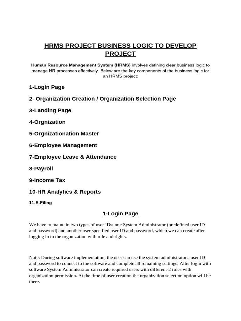 Hrms Project Business Logic To Develop Project | PDF | Password ...