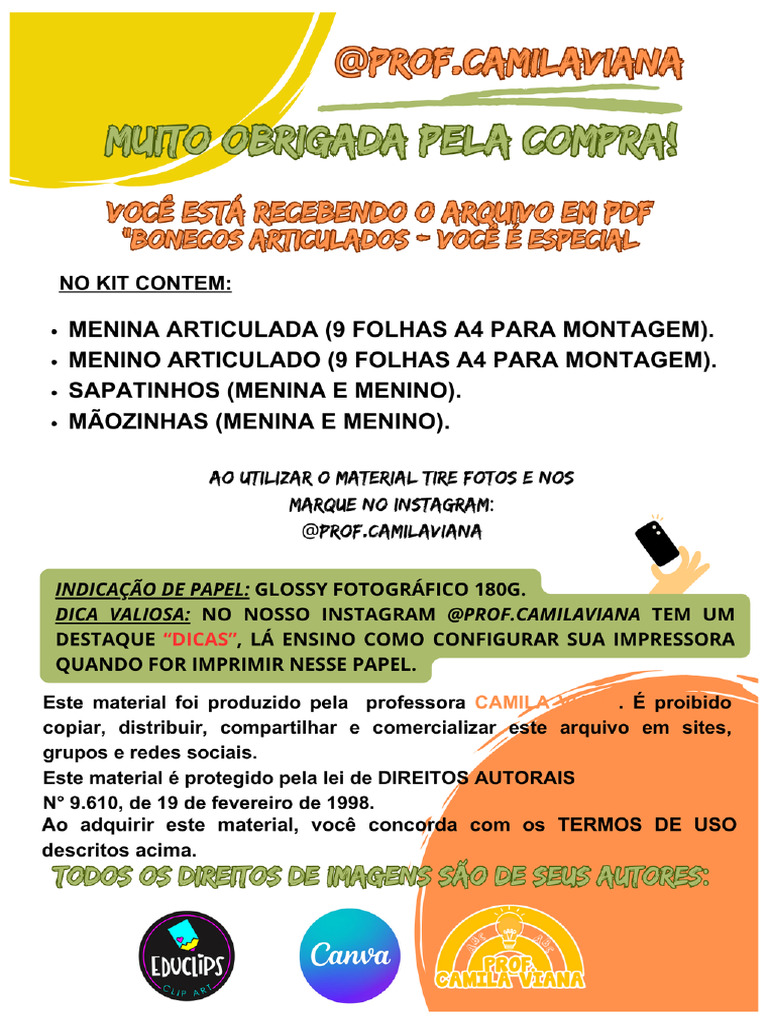 Bonecos Articulados Voce e Especial 1 | PDF