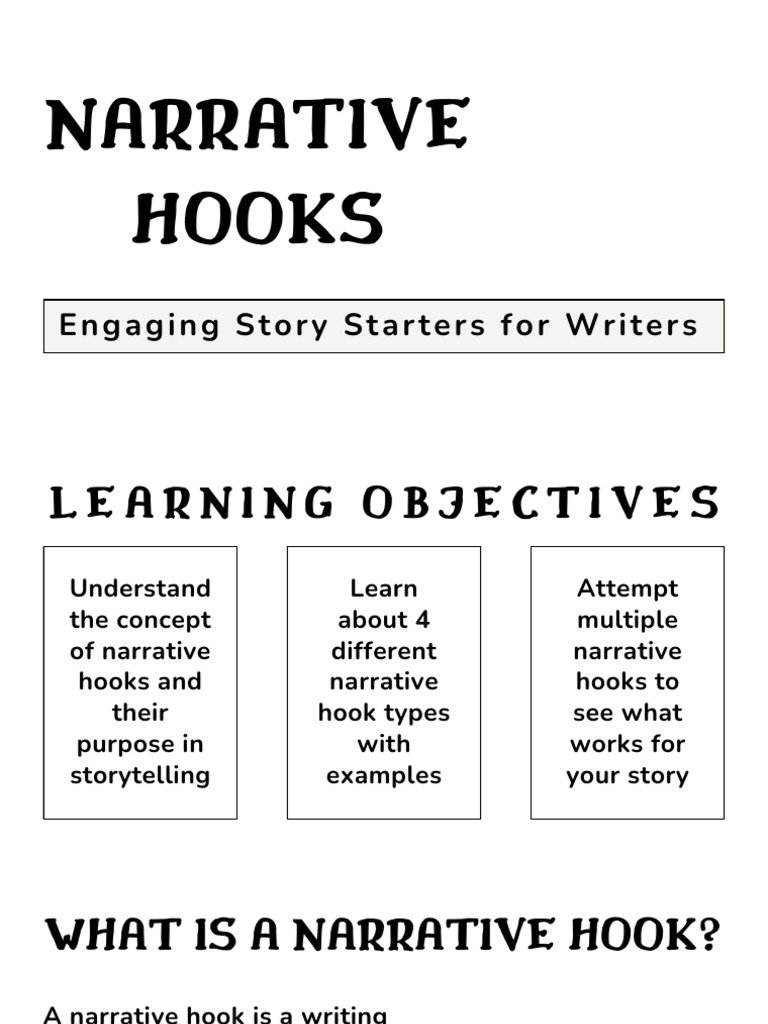 Narrative Hooks Writing Education Presentation in Green and Black ...
