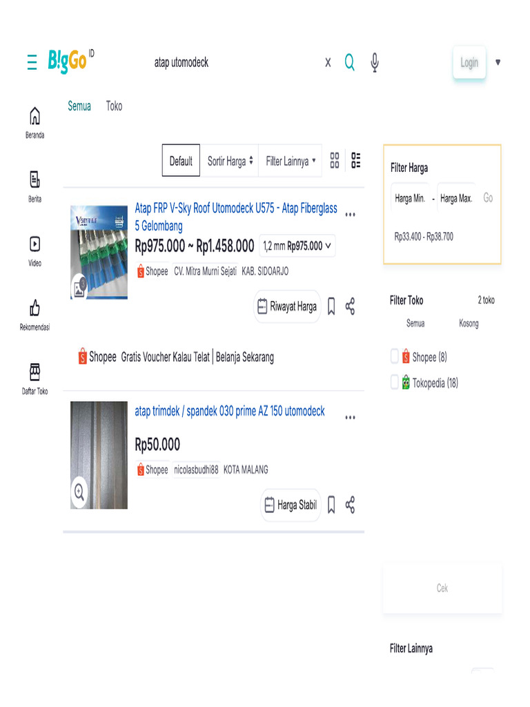 Harga Atap+utomodeck Terbaru Okt 2024 - BigGo Indonesia | PDF