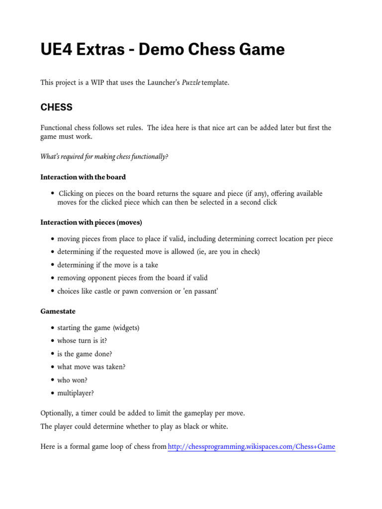 UE4 Extras - Demo Chess Game | PDF | Chess | Abstract Strategy Games