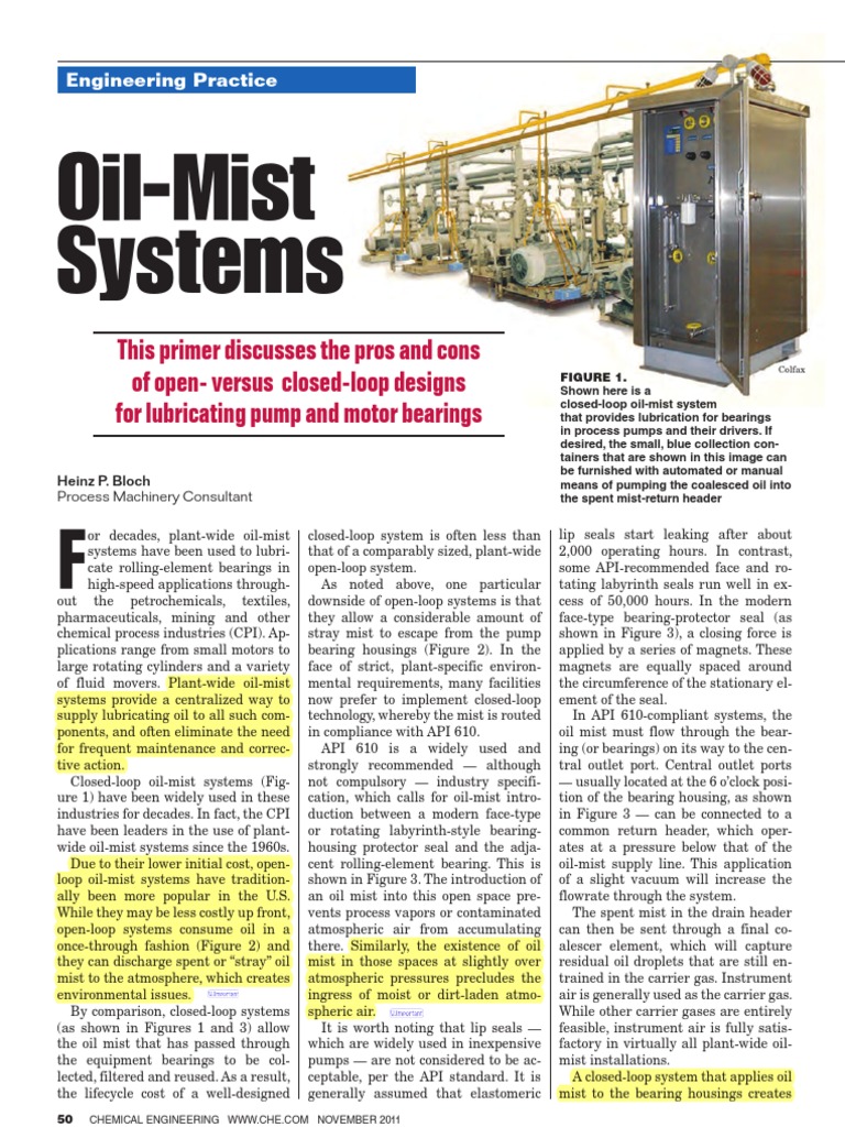 Oil Mist Systems | PDF | Bearing (Mechanical) | Lubricant