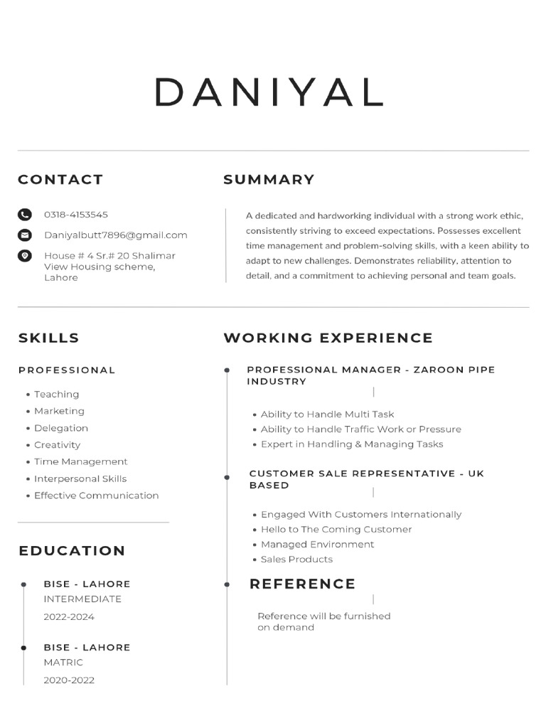 Daniyal Butt CV | PDF