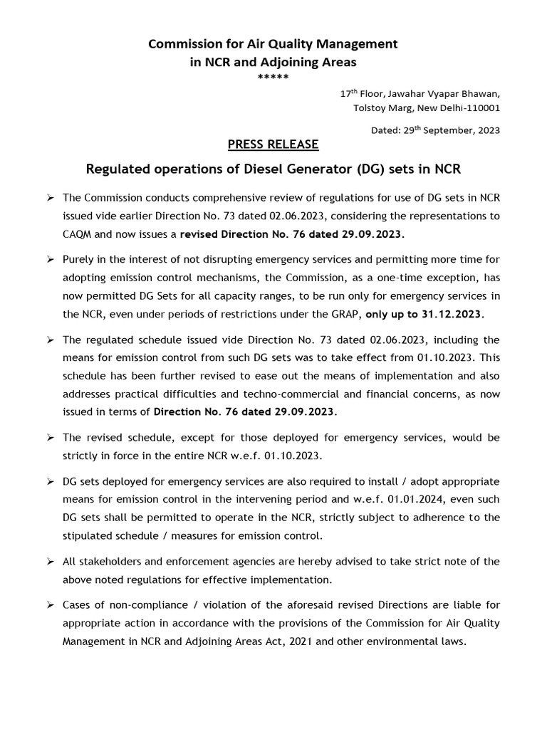 CAQM PR 29092023f07d98b5-23d4-4c3c-885a-c77dd04f4da8 | PDF | Air ...