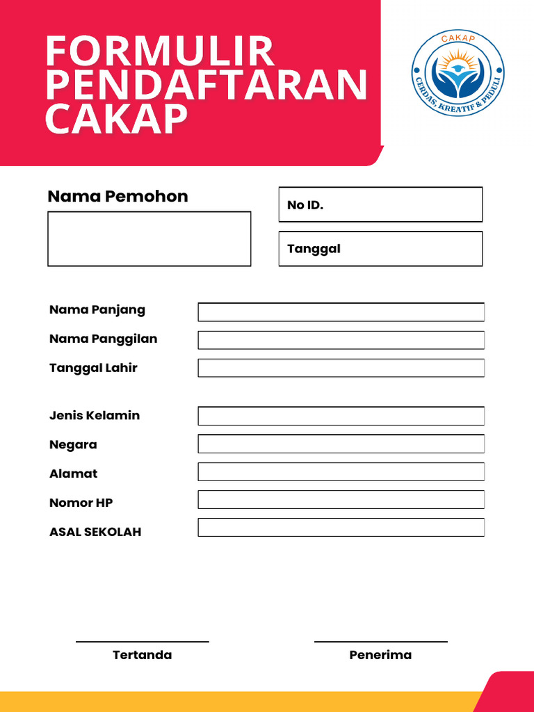 Warna-Warni Ilustratif Formulir Pendaftaran Siswa Baru A4 | PDF