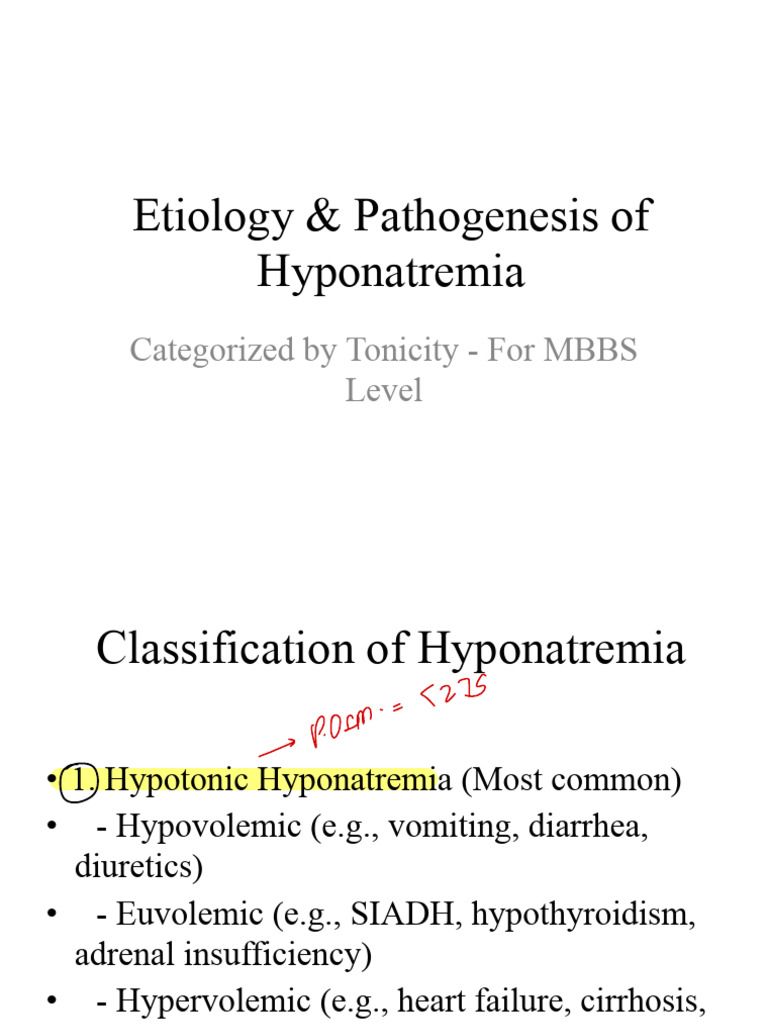 Hyponatremia: Causes and Classification | PDF
