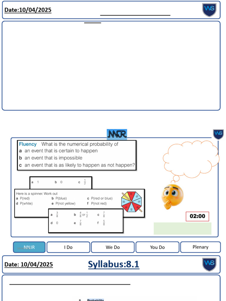 Y9 Probabilit - 250411 - 161649 | PDF | Probability | Probability Theory