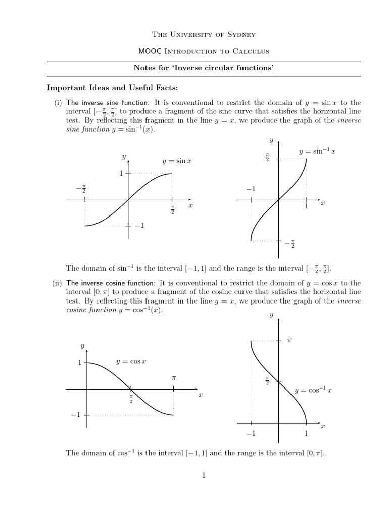 Inverse Circular Functions Explained | PDF | Trigonometric Functions ...