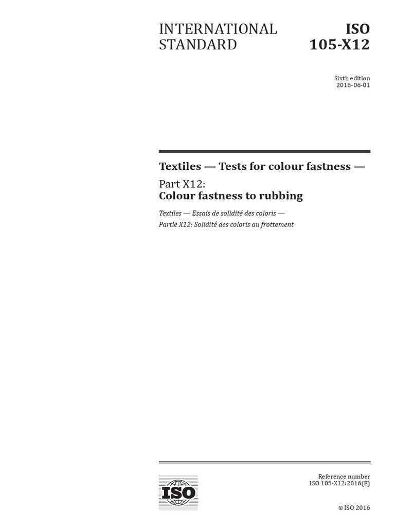 ISO 105-X12:2016 Color Fastness Standard | PDF