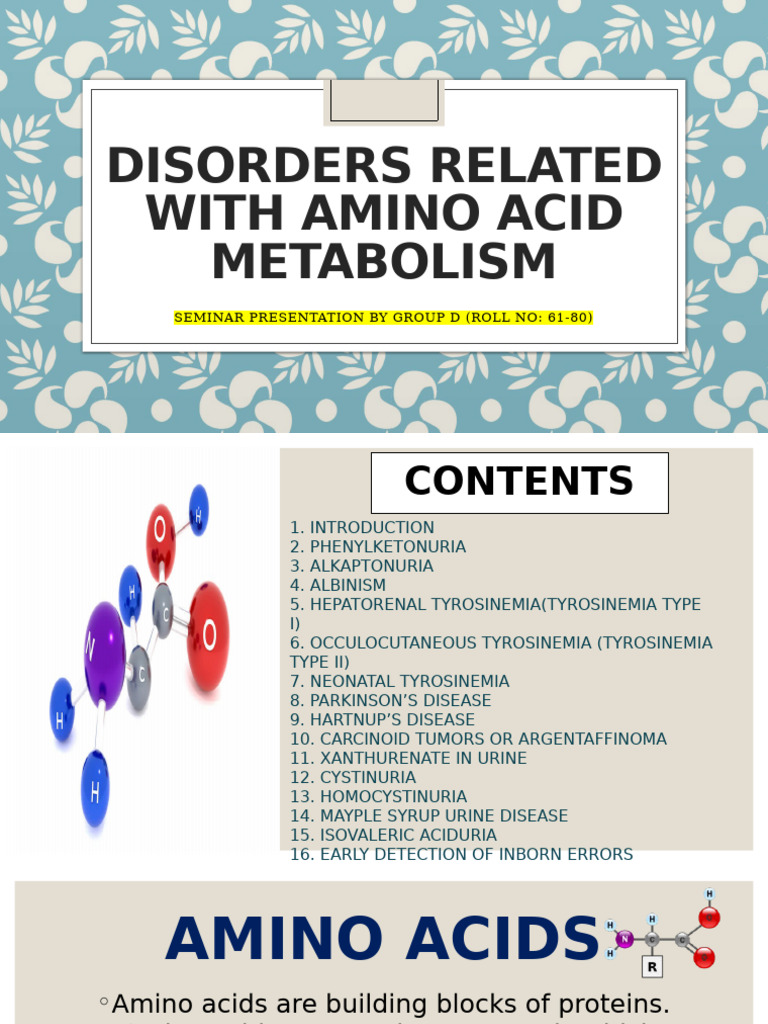 Amino Acid Disorders | PDF | Diseases And Disorders | Biochemistry