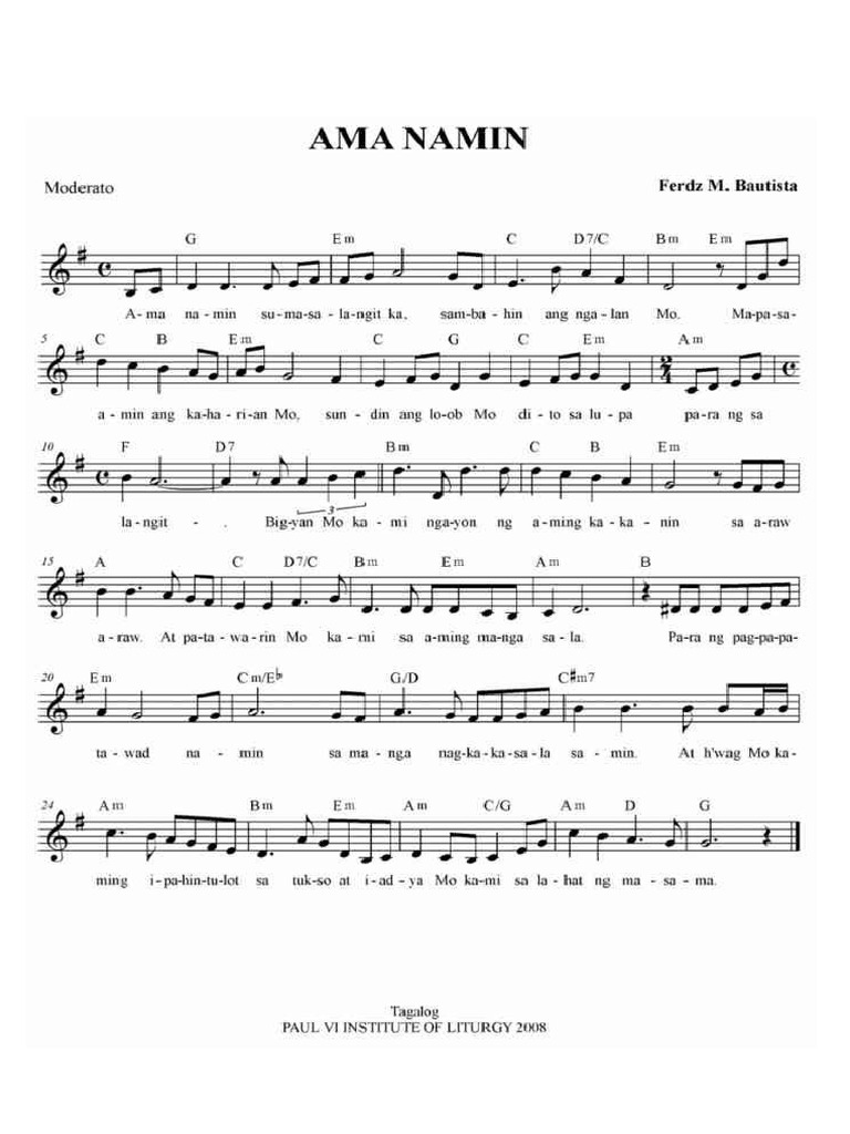 Ama Namin (Ferdz Bautista) | PDF