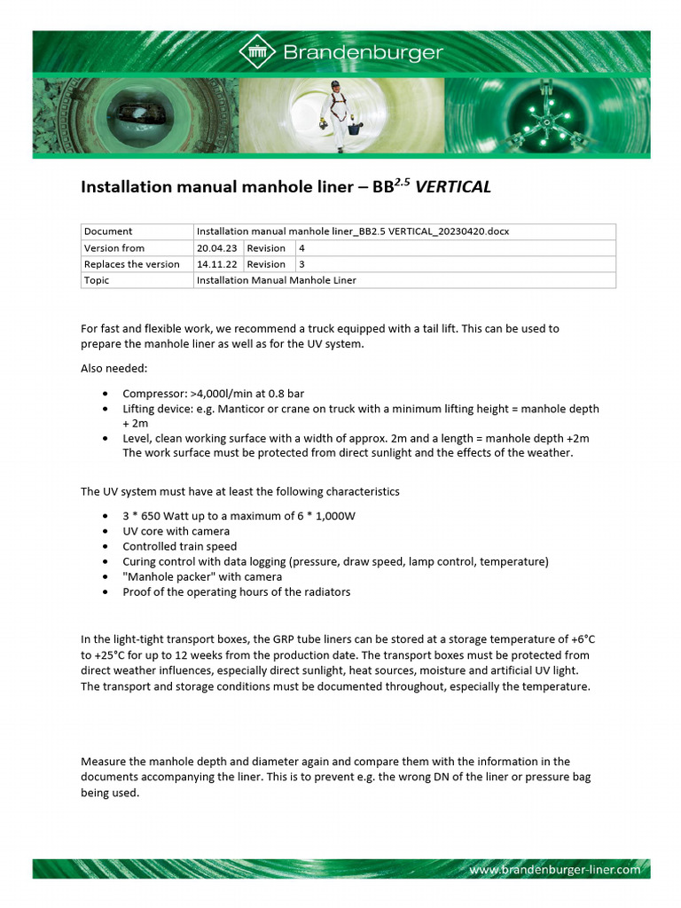 Installation-manual Manhole Bb2-5-Vertical 20230420 En | PDF | Seam (Sewing) | Ultraviolet
