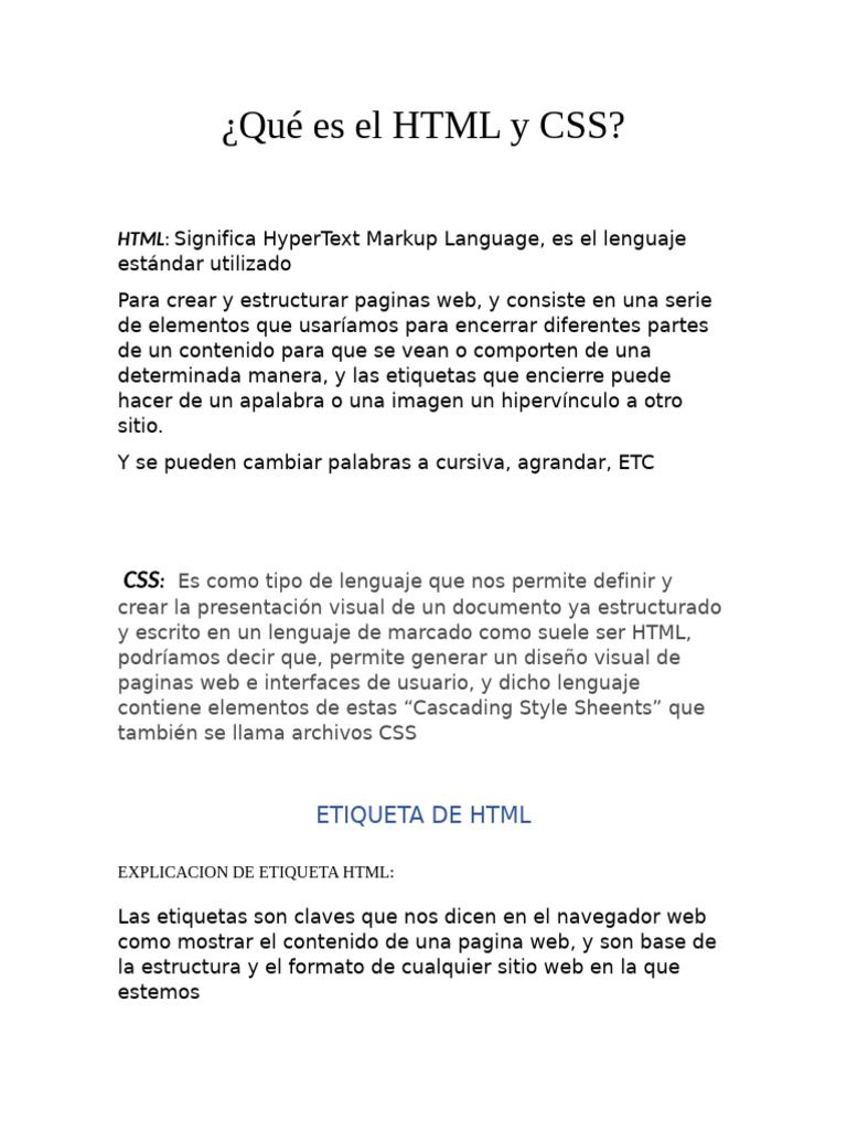 Qué Es El HTML y CSS | PDF
