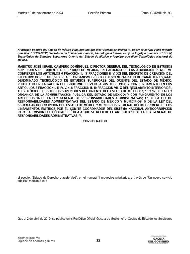 Código de Conducta TESOEM 2024 | PDF | Responsabilidad | México