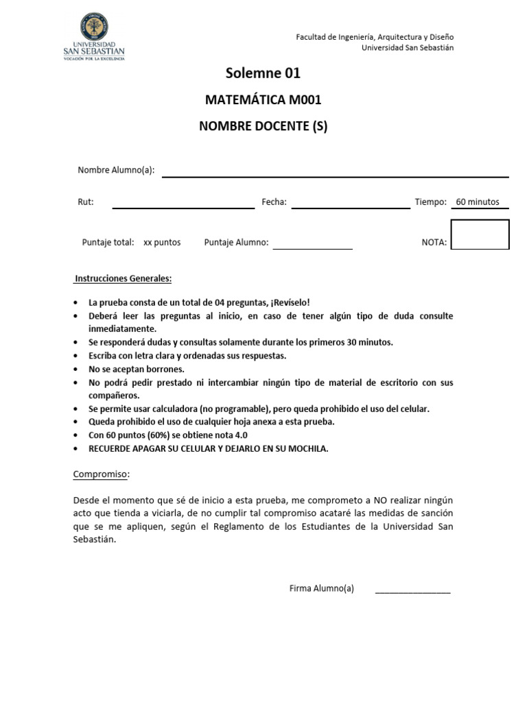 Pauta A - Solemne 01 - 202310 | PDF