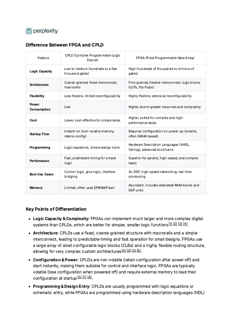 Difference Between FPGA and CPLD | PDF | Field Programmable Gate Array | Computer Architecture
