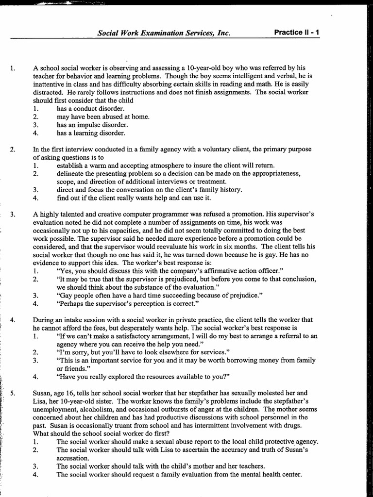 ASWB MASTER Practice EXAM 4 PDF | PDF