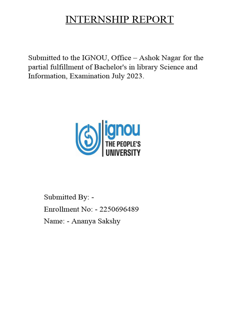 Ignou Internship Report 222 | PDF | Libraries | Library Science